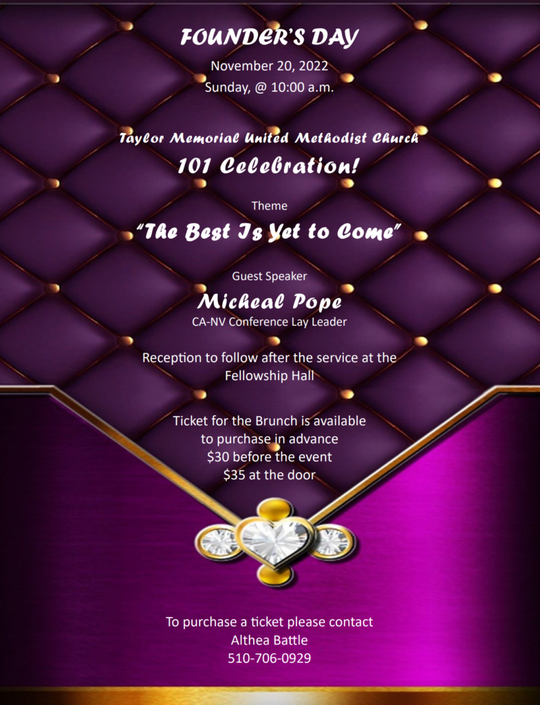 Founders Day – Taylor Memorial United Methodist Church